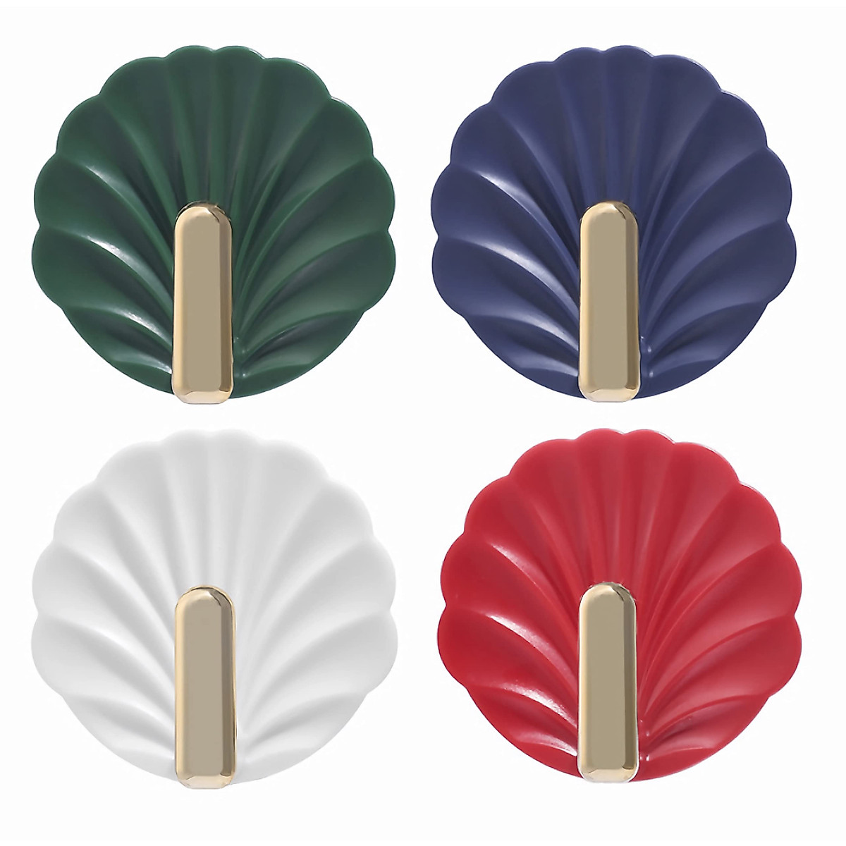 Bemurthos Adhesive Wall Hooks Towel Hooks, Sticky Waterproof Plastic Hooks for Hanging Towel, Robe, Coat, Decorative Wall Hooks for Bathroom Kitchen Shower, Novelty Adhesive Hook, Green, 4 Pack