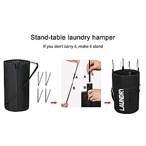 Chrislley 106L Extra Large Laundry Hamper with Drawstring Dorm Room Backpack Laundry Bag Collapsible Laundry Basket for College Students Travel Day Trip（Black）