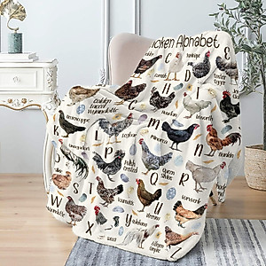 Chicken Alphabet Blanket Gifts Super Soft Lightweight Flannel Blankets Throw for Kids, Adult, Suitable for Couch, Sofa, Bed, Camping, Travel All Seasons 40"x50" for Kid