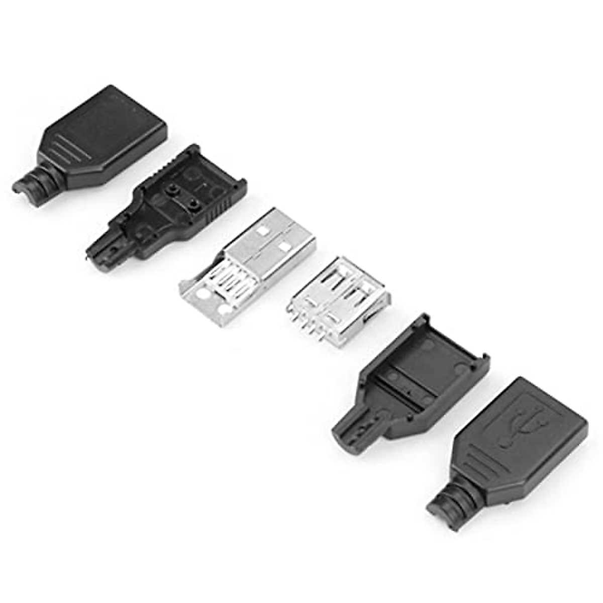 Boxwizard 20pcs/set Type A 2.0 USB Port 4 Pin Socket Adapter with Black Plastic Housing