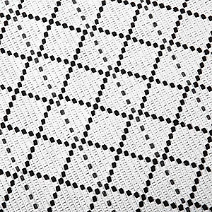 Moroccan Hand Woven Bathroom Rug, Fringe Rug for Bedroom, Cotton Woven Boho Tassel Throw Rug,Tribal Decorative Throw Rugs Carpet for Laundry Hallway Kitchen Sink,Exquisite Geometric(2'x4.3', Black)