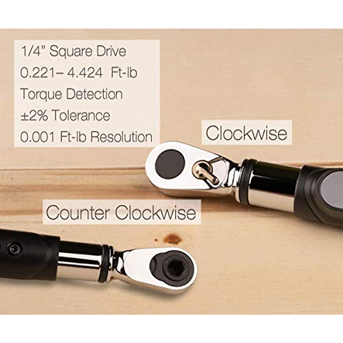 Summit Tools Bit-Head Digital Torque Wrench, 1/4 inch Drive Adopter, 0.221-4.424 ft-lbs Range, Measure Peak Torque, Compact Size, Calibrated (BMS2-006CN-S)