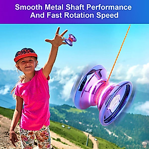 LUOMAJA Professional Unresponsive Yoyo Ball - Miraculous Metal Yo Yo Magic for Kids Beginner with 10 String Pack + 2 Dragon Finger Gloves for Beginner & Professional (JD306)