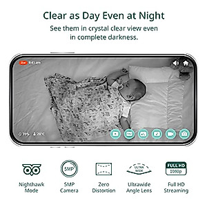 pixsee Smart Video Baby Monitor, Full HD Camera and Audio with Night Vision, Cry Detection, Temperature & Humidity Sensors and 2 Way Talk, Encrypted Wireless WiFi for Phone App, Supports Alexa