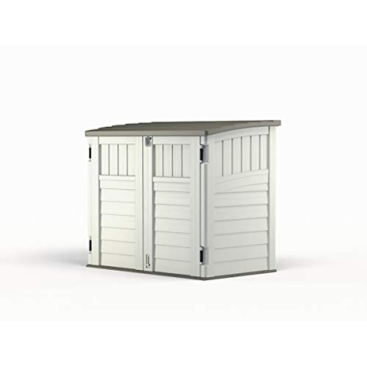 Suncast Horizontal Outdoor Storage Shed for Backyards and Patios 34 Cubic Feet Capacity for Garbage Cans, Tools and Garden Accessories, No Size, Vanilla