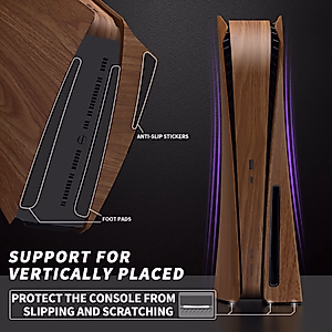 eXtremeRate eXcover Wood Grain Top Bottom Cover Compatible with ps5 Console Disc Edition, Replacement Faceplate Backplate Shell Skin Compatible with ps5 Console Disc Version - Console NOT Included