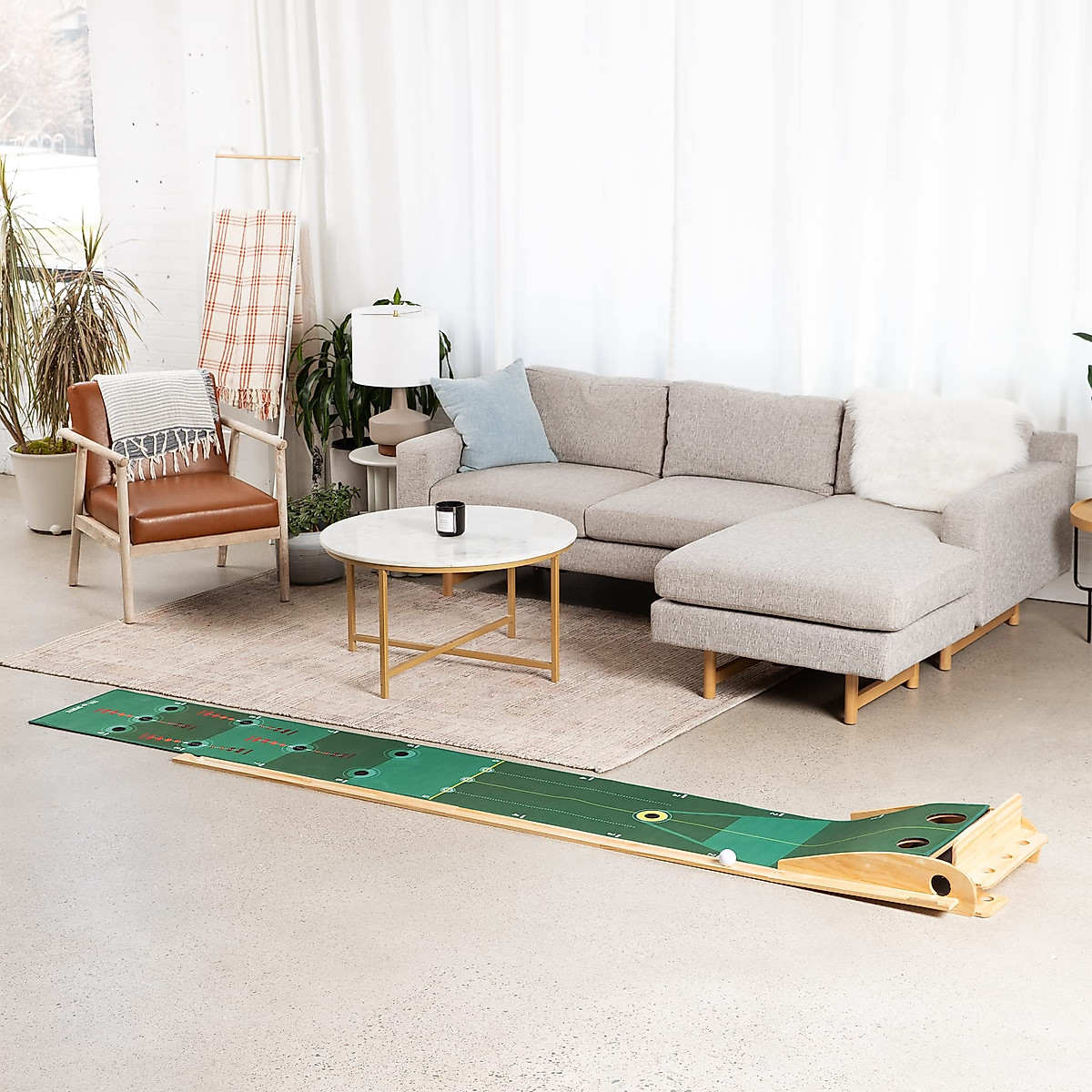 PRO PUTT 10 Foot Indoor Putting Green with Ball Return by GBD Sports - Putting Mat - Golf Gifts for Men & Women - Putting Matt for Indoors - Golf Putting Mat - Golf Training Accessories