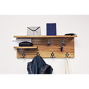 Natural Rustic Hardwood Handmade Shelf - Decorative Coat Rack, Entryway Storage and Wall Decor. #5 (Sapele)