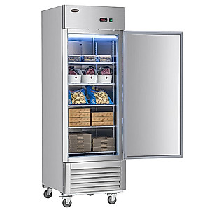FRICOOL Commercial Refrigerator with Single Solid Door, 23 cu.ft Stainless Steel Reach-in Merchandiser Upright Freezerless Refrigerator for Restaurant, Bar, Shop, Residential Beverages and Drinks