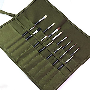 22 Slots Canvas Pencil Roll Wrap Roll Up Pencil Case Large Capacity Art Paint Brush Holder Coloring Pencil Organizer Bag Pen Curtain for Artist Painter Beginner Student Sketch