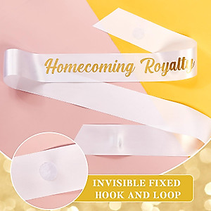Taiyin 12 Pcs Homecoming Royalty Sashes Satin Sash Bulk Homecoming Sashes with Gold Print for Pageants Homecoming Party Dance Graduation Party Wedding Birthday Decorations Accessories(White)