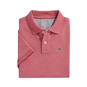 vineyard vines Boys' Edgartown Short Sleeve Pique Polo, Lobster Reef, Medium