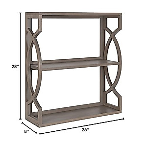 Kate and Laurel Raines Farmhouse 3-Tier Wall Shelf, 25 x 8 x 28, Gray, Decorative Floating Shelves for Wall