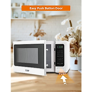 COMMERCIAL CHEF Microwave 1.3 Cu Ft with 10 Power Levels, Microwave with Push Button Door Lock, 1000W Countertop Microwave with Timer and Digital Controls, White