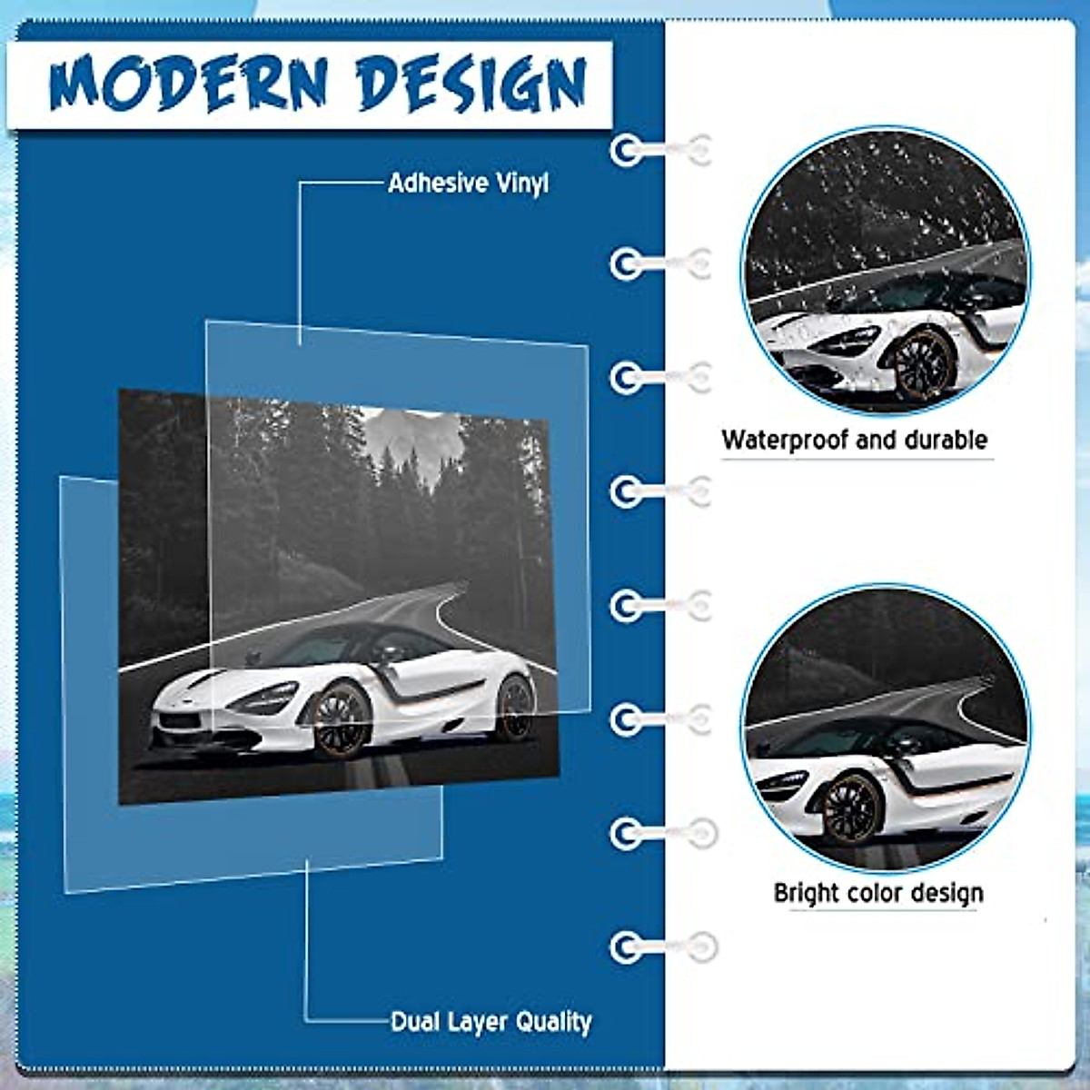 Car Poster Lamborghini Mclaren Ferrari Bugatti Sports Posters Car Wall Art Supercar Decor for Boys Room Bedroom Set of 4 Unframed (8x10 In) Black and White Highway Supercars Pictures