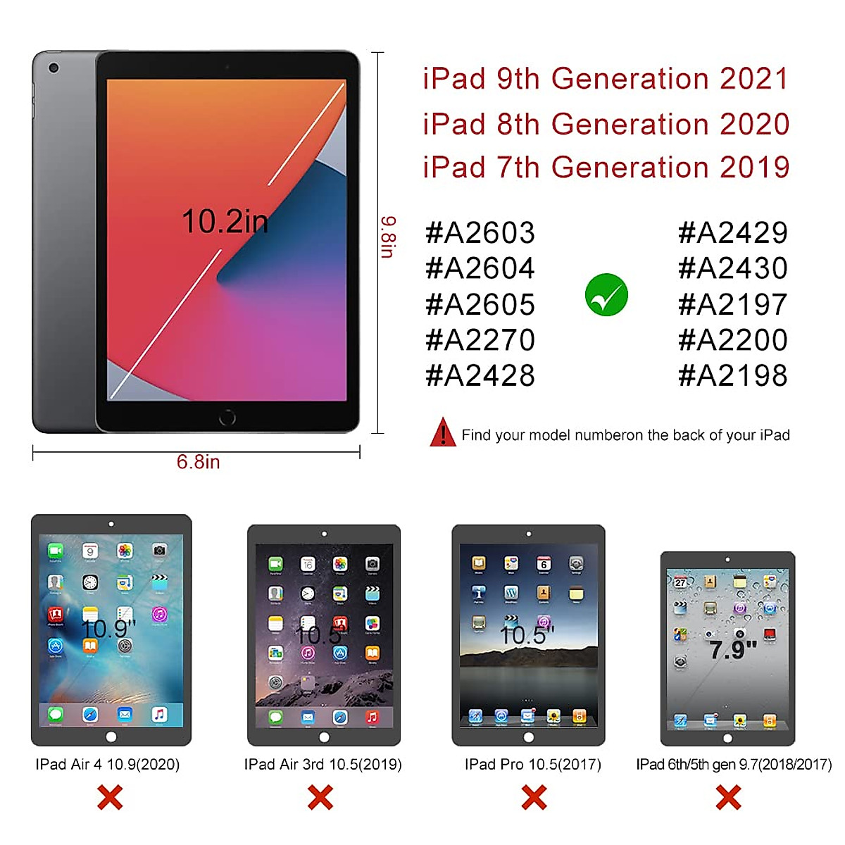 TopEsct Kids Case for iPad 10.2 inch - Shockproof Silicone Cover with Tempered Glass Screen Protector and Strap - Compatible with iPad 9th/8th/7th Gen (2021)"(Blue)