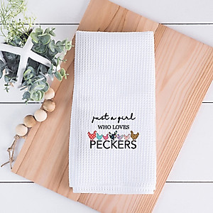 BDPWSS Chicken Lover Gift Funny Chicken Kitchen Towel Just A Girl Who Loves Peckers Rustic Dish Towel (Girl Pecker Towel)