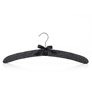 HANGERWORLD 5 Black and White Polka Dot 17inch Satin Padded Top Garment Clothes Coat Hangers