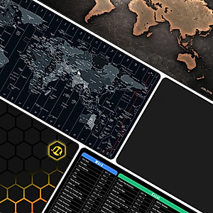 JIALONG New Upgraded Version Large Mouse Pad Desk Mat Comfortable Mousepad with Personalized Design Extended Size 35.4 X 15.7X 0.12 inches for Laptop, Computer and PC - Black World Map