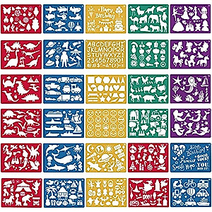 30 Pieces Drawing Stencils Set for Kids, Plastic Drawing Painting Stencil Templates for Kids Crafts School Art Projects, Journal Stencil with 400+ Images
