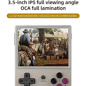 RG35XX Handheld Game Console with 5000 Games, 3.5inch IPS OCA Screen Linux System Chip Cortex-A9 Portable Handheld Nostalgic Arcade Retro Game Machine, 64g, 2100mAh (RG35XX Gray)