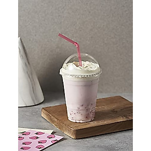 [100 Sets-16 oz.] Plastic Cups With Dome Straw Slot Lids PET Crystal Clear Disposable Togo Cup BPA Free For Party Ice Cold Drinks Coffee Tea Parfait Dessert Smoothie Bubble Boba Fruit Milkshake Slush
