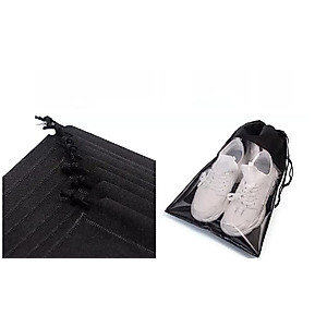 10 Pack 5 Size Handbag Storage Organizer,Purse Cover Hanging Closet Organizer, Space Saver Storage with Viewable Window, Reusable Shoe Bags for Travel, Drawstring Bag for School Trip (Black)