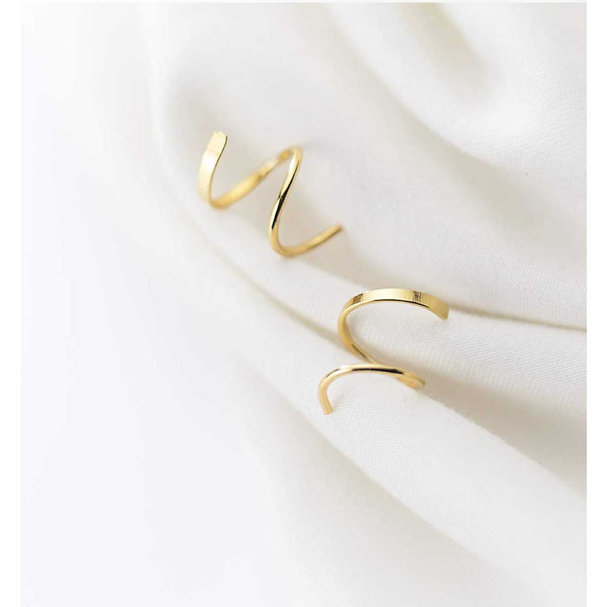 Reffeer 925 Sterling Silver Minimalist Crawler Earrings Wrap Cuff Earrings For Women Teen (Yellow)