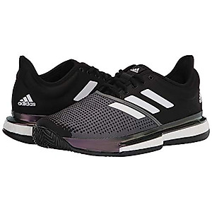 adidas mens Solecourt Clay Primeblue Tennis Shoe, Black/White/Grey, 7.5 US
