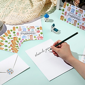Dunzoom 25 Sets Real Estate Cards 2024 New Home Congratulations Cards Thank You New House Card with Envelope and Stickers Closing Gifts for Home Buyers Real Estate Agent Favors