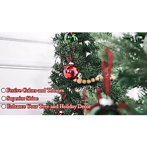 Rae Dunn Christmas Ornaments - Set of 12 Clear Glass Balls with Cute Holiday Designs - 60mm / 2.36 Inch Hanging Decorations for Xmas Tree