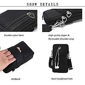 Bobrand Women Crossbody Cell Phone Purse Case Armband Bag for iPhone 12, 13 Mini, Pro Max, BLU G91 Pro, G91, G90 G9 TCL 20S, 20 SE, Moto G Stylus, Play, Sony Xperia 10 III (Black)