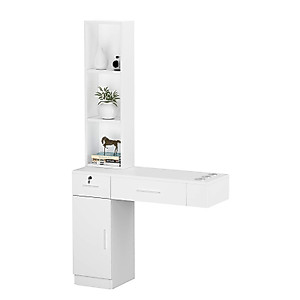 mefeir Wall Mount Salon Station Barber Stations Styling Station Barber Beauty Spa Salon Equipment Set (White)