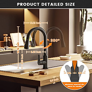 YASFEL Modern Kitchen Faucet Matte Black - High Arc Pull Down Kitchen Faucet, Single Handle Pull Out Sink Faucet, Stainless Steel Kitchen Sink Faucets with Pull Down Sprayer