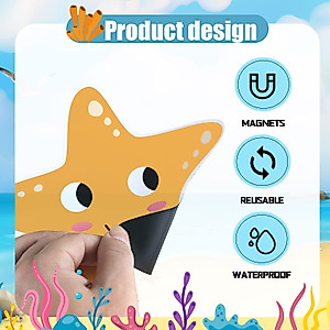 6 Pcs Cruise Door Decorations Magnetic Ocean Sea Animal Car Magnets Fish Fridge Magnets Stickers Dolphin Shark Cruise Door Magnets Decals for Carnival Cruise Refrigerator Door