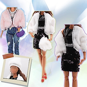 EuTengHao Doll Winter Coat Clothes Accessories for 11.5'' Girl Doll Include Doll Shoes Winter Fashion Coat Jacket Tops Jeans Dress Hat with Hangers Necklaces Bags for Girls Xmas Gift