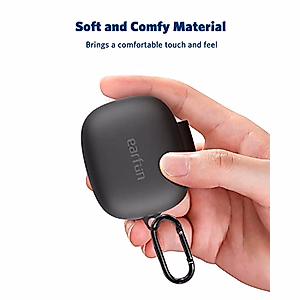 【EarFun Official】 Protective Case Cover for EarFun Air Pro 3, Soft Silicone Protective Case with Keychain, Shock-Proof Silicone Skin Full Protective Cover, Supports Wireless Charging, Black