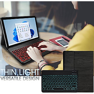 Wineecy Backlit Keyboard Case for Microsoft Surface Go 4 2023 /Go 3 2021 /Go 2 2020 /Surface Go 2018 Tablet,7 Colors Backlight Magnetic Detachable Wireless Keyboard with Premium PU Cover Case