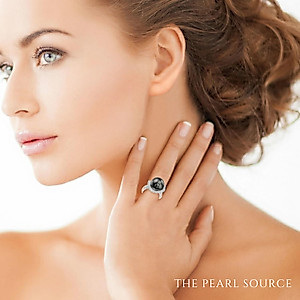 The Pearl Source 14K Gold 8.5-9mm AAA Quality Round White Japanese Akoya Saltwater Cultured Pearl Bracelet for Women