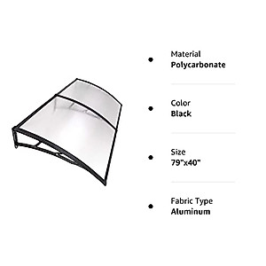Yescom 80"x40" Door Window Outdoor Awning Patio Cover UV Rain Protection 2 Whole Polycarbonate Hollow Sheets
