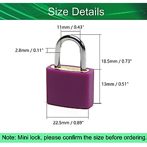Yinpecly 1Pcs ABS Keyed Padlock, Waterproof Suitcase Padlock with Keys, Anti Rust Outdoor Lock for Cabinets Drawers 0.89'' Wide Zinc Alloy Body Shackle Purple Keyed Different