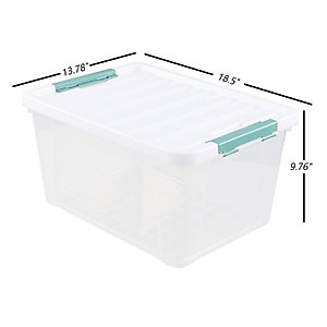 Quickquick 36 Quart Latch Clear Storage Tote, Plastic Storage Bin with Latching Lid, 6 Packs