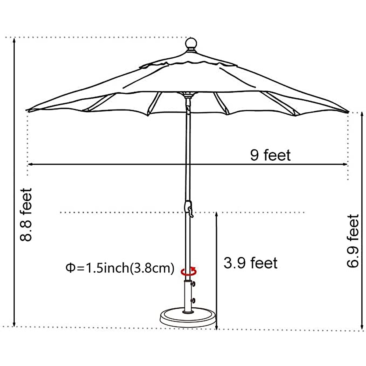 EliteShade USA 10-Year-Non-Fading Sunumbrella 9Ft Market Umbrella Patio Umbrella Outdoor Table Umbrella with Ventilation,Heather Beige