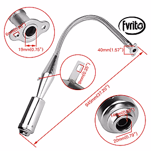 FVRITO Viper Flexible Exhaust Muffler Pipe Silencer with Hardware for 2 Stroke 49cc 60cc 66cc 80cc 100cc Engine Gas Motorized Bicycle Motor Bike Parts Silver