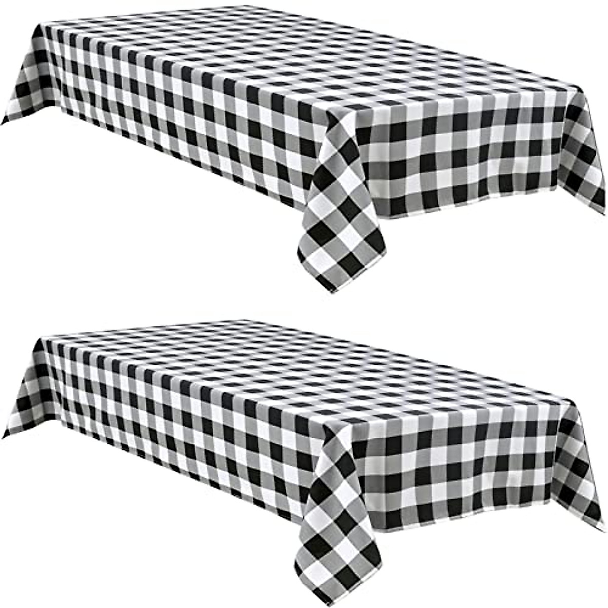 Hiasan Buffalo Plaid Tablecloth Waterproof, 2 Pack, 60 x 84 inch - Black and White Checkered Table Cloths Rectangle for Outdoor Picnic/Party/Dining