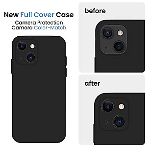 FireNova for iPhone 14 Case, Silicone Upgraded [Camera Protection] Phone Case with [2 Screen Protectors], Soft Anti-Scratch Microfiber Lining Inside, 6.1 inch, Black