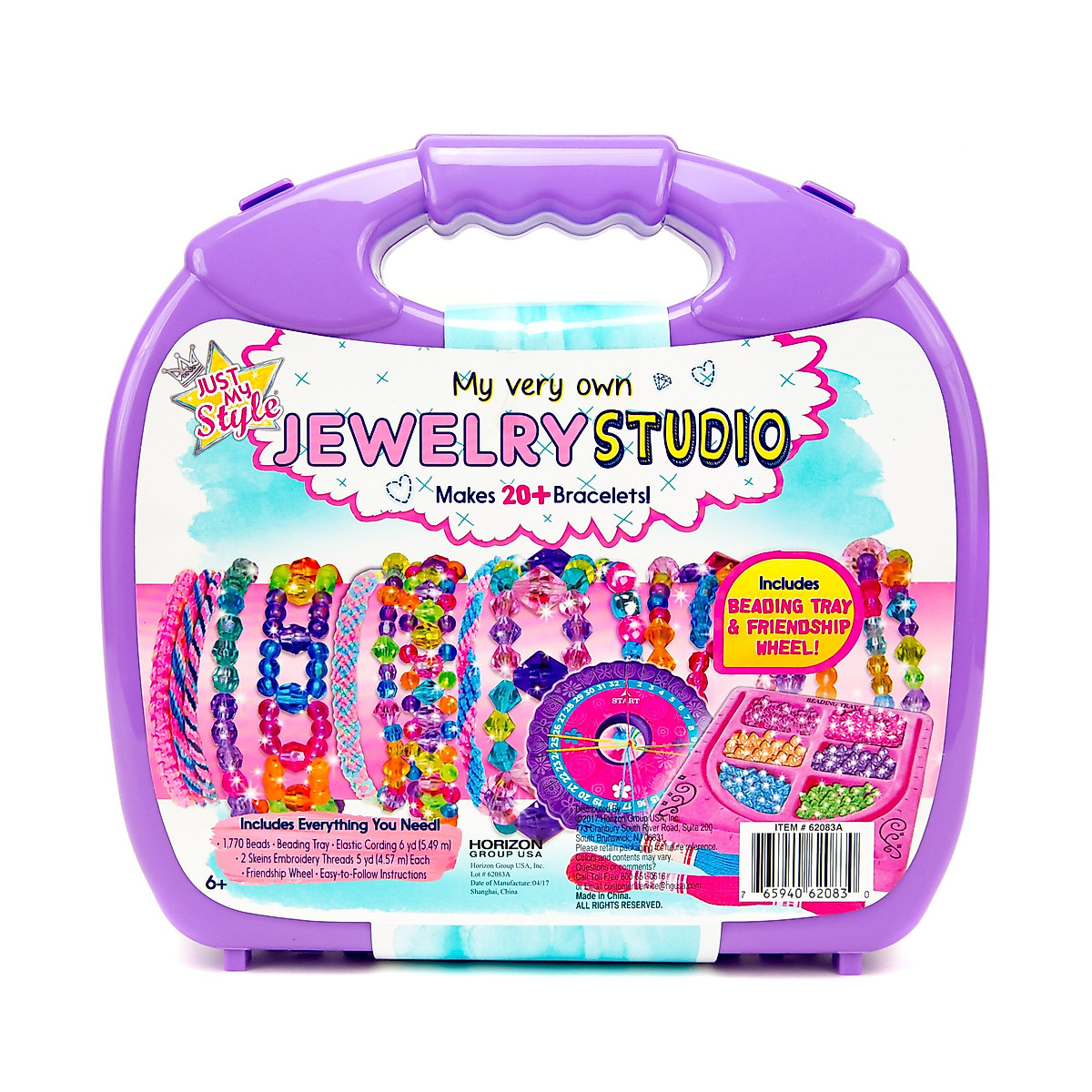 Just My Style My Very Own Jewelry Studio, Personalized Bracelet Making Kit With 1700+ Beads, Bead Kit Great for On-The-Go, Travel DIY Custom Accessories for Ages 6, 7, 8, 9