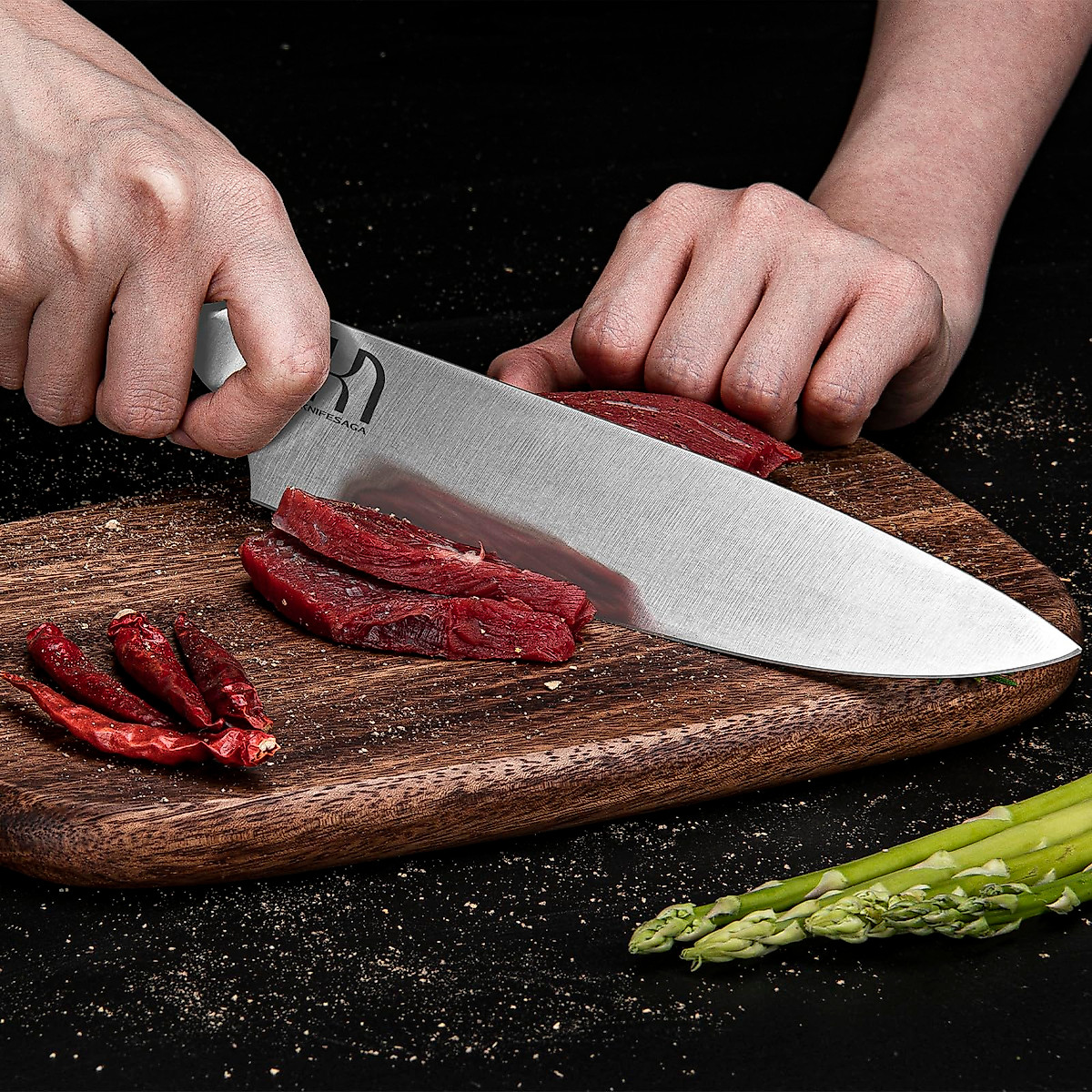 KnifeSaga Japanese Chef Knife Professional 8 Inch, Next Generation High Carbon Stainless Steel Razor Sharp Kitchen Cooking Knife, High-End Gift for Pro Chefs, Luxury Box, Full Tang Handle