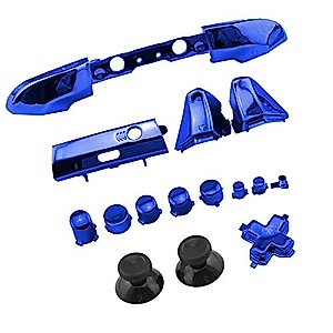 WPS Chrome Color ABXY Dpad Triggers Full Buttons Set Mod Kits for Newest Xbox One Slim/Xbox one S Controller with Screwdriver (Torx T6 T8) Set (Chrome Blue) for 1807 Version