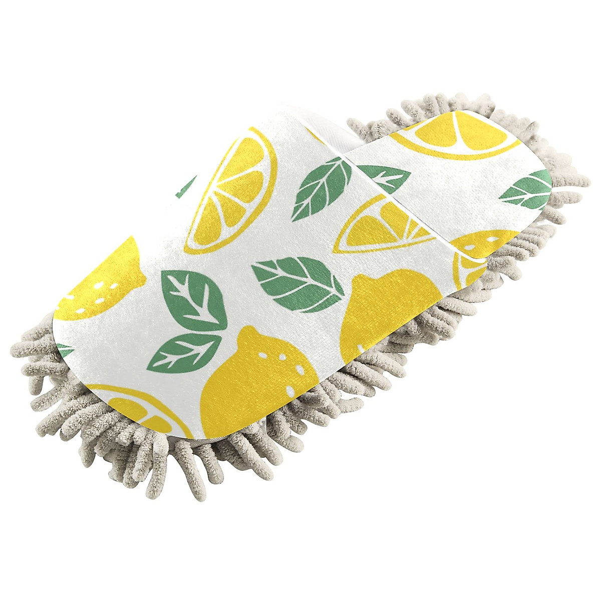 Lemons Green Leaves Mop Slippers Shoes Cover for Floor Cleaning Washable Dust Dirty Hair Cleaners Microfiber Mop Socks for Kitchen House Office